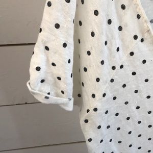 Zara | Tops | Zara Cream Linen Top With Black Polka Dots | Poshmark